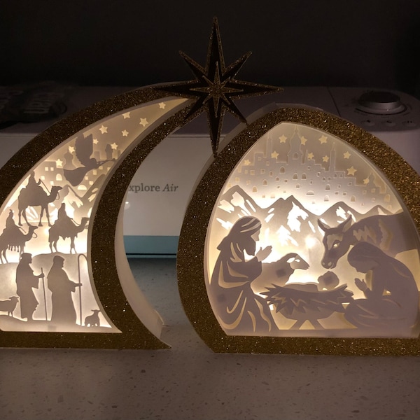 Nativity Scene Shadow Box Svg Bundle, Nativity Shadow Box Svg, Lantern ...