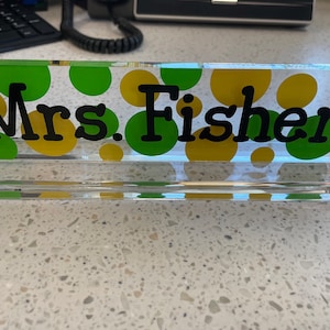Personalized Desk Name Plate, Teacher Gift, Polka Dot Desk Name Plate ...