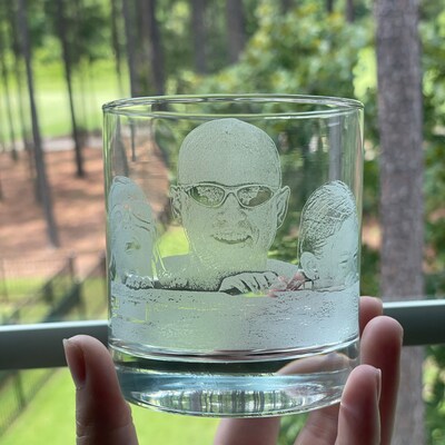 Etched Rocks Glasses whiskey Glass, Picture on Glass, Family Photo ...