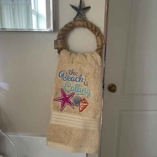 Pink Flamingo With Pink Embossed Design Embroidered Hand Towel. Gift ...
