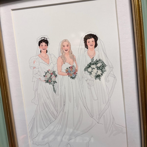 Generational Wedding Portrait, Mother of the Bride Gift, Custom Wedding ...