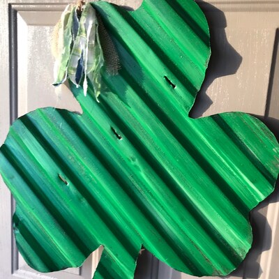Large Corrugated Tin Shamrock / Rustic Tin Shamrock / Tin St. Patrick's ...