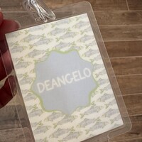 Personalized Dog Bag Tag Watercolor Pink Gingham Puppy With Bow Back to ...