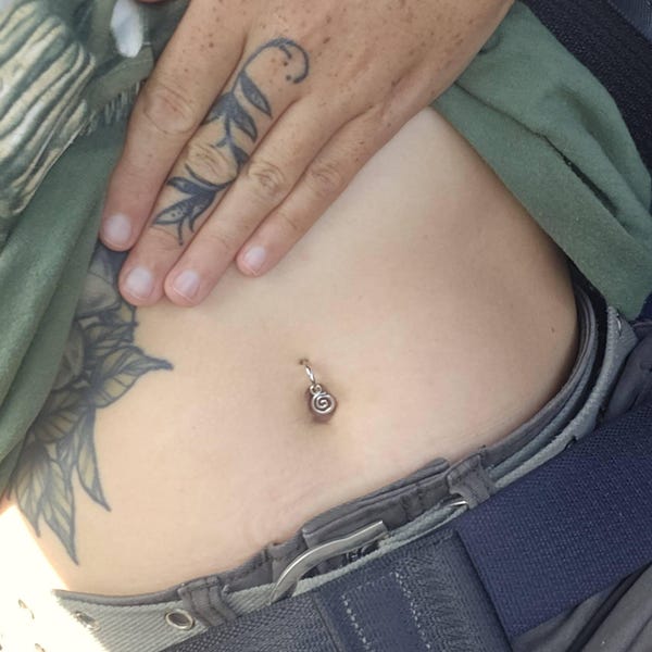 Belly Ring Goth Swirl Spiral Silver Tiny Hoop Clicker 14g 16g Goth Punk ...