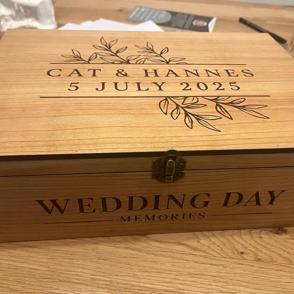 Custom Personalized Wooden Keepsake Box - Wedding Card Box, Anniversary ...
