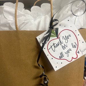 Apple Thank You Tag Printable Teacher Appreciation Favor Tags Thank You ...