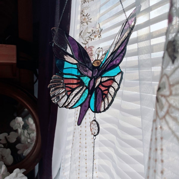 Flying Butterfly Stained Glass, Nevertheless Window Suncatcher ...