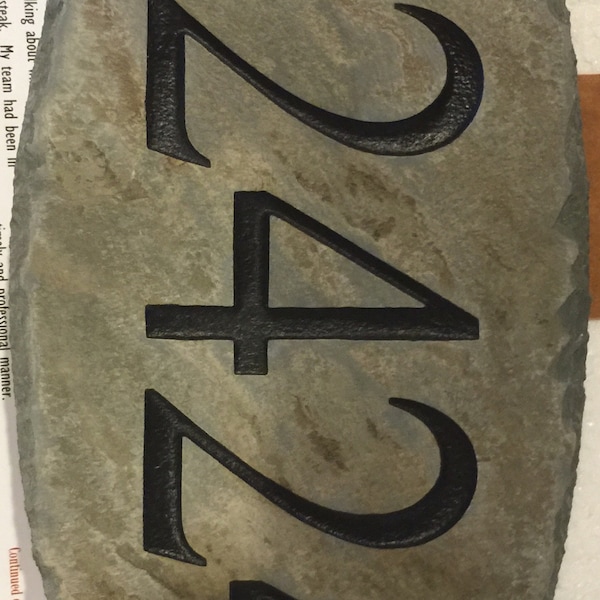 STONE Outdoor House Numbers - Address / CARVED / House Warming Gift 1/2 ...