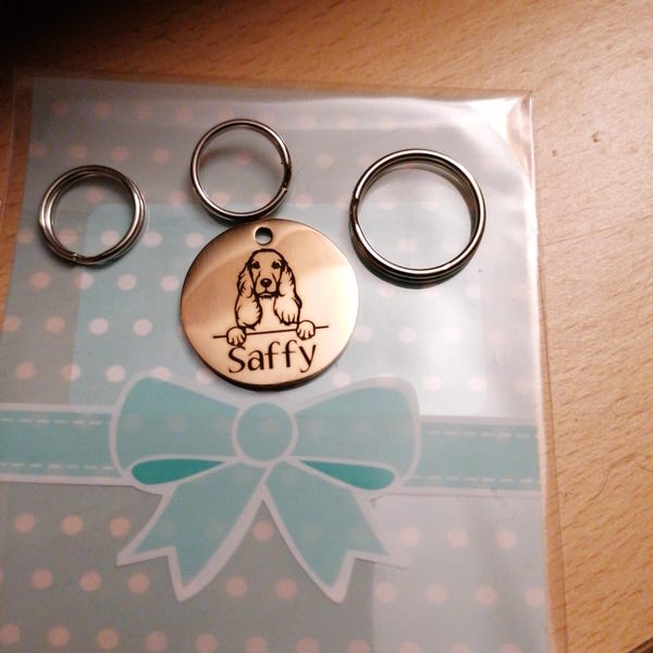 Dog Tag, Name Tag, Pet ID, Dog Name Disc, Engraved Stainless Steel ...