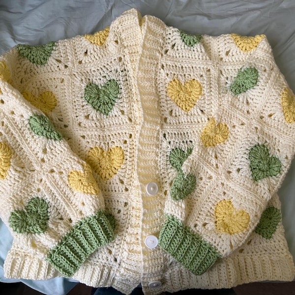 Heart Granny Square Cardigan Crochet Pattern (pattern Only) - Etsy