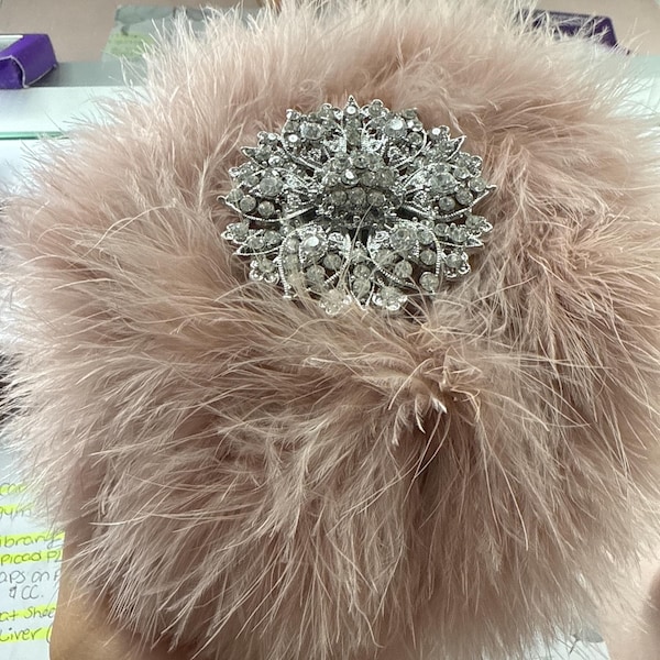 Dusty Baby Pink Body Dusting Powder Puff ~ Crystal Handle - Etsy