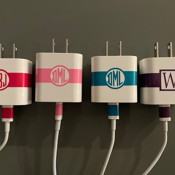 Personalized Charger Vinyl Decal - Monogram Phone Sticker (set of 3) - Etsy