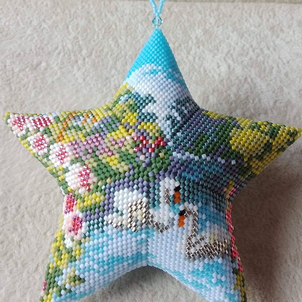 Summer Landscape Peyote Star Pattern PDF Swans in the Pond Park 3D ...