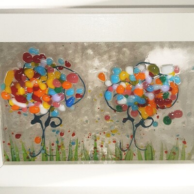 Fused Glass Box Framed Coed Enfys rainbow Trees Design - Etsy