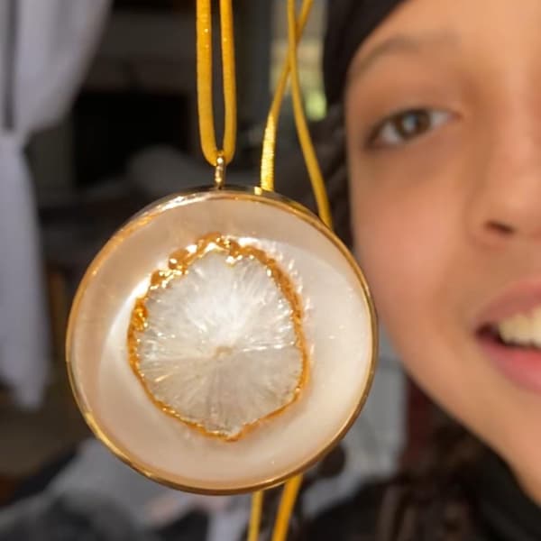 Extremely Powerful 5G EMF Orgonite Necklace: Solar Quartz Crystal 18k ...