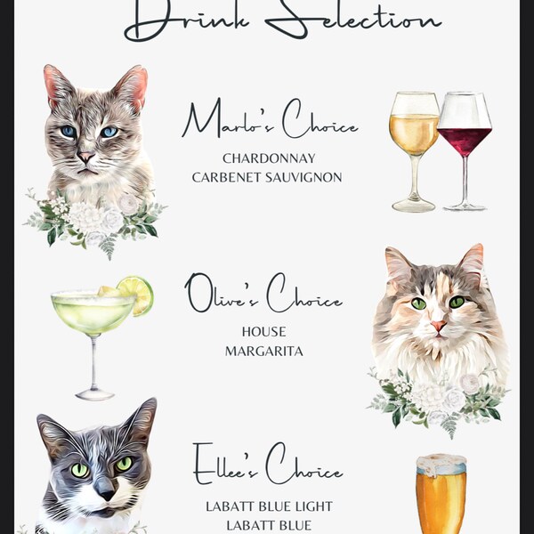 Cat Signature Drink Sign, Dog Signature Drink, Cat Signature Cocktails ...