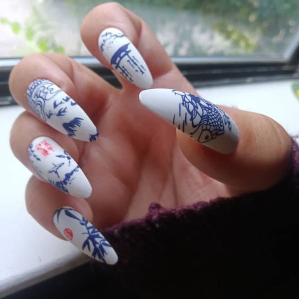 Chinese Porcelain Nails, Fake Nails, Press on Nails. Chinese Tea Pot ...