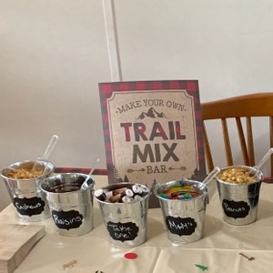 Trail Mix Bar Sign, Make Your Own Trail Mix Lumberjack Style Decor, Red ...