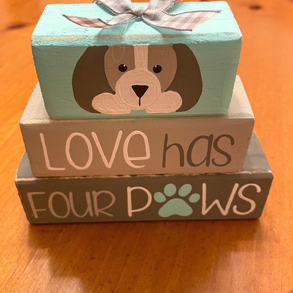 Dog Lover Woodenblock Shelf Sitter Stack Paws - Etsy