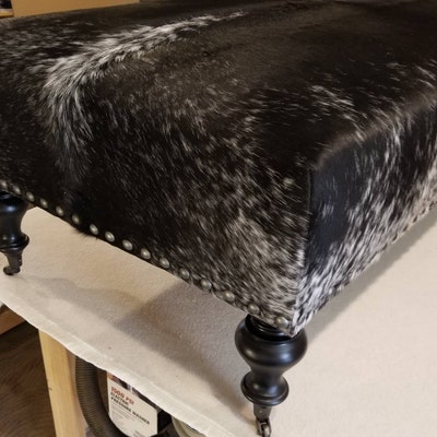 Rustic Dark Walnut Zebra Print Cowhide Ottoman - Etsy