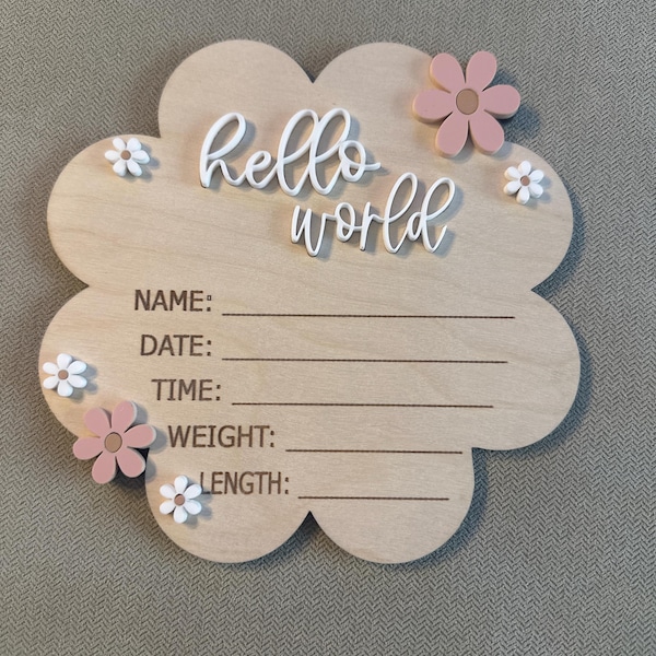 Daisy Hello World Baby Birth Announcement| Hello World Name ...