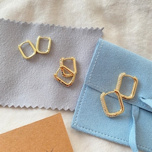 Colourful Gold Earring Stack Set Gold Link Hoop Ear Stack Set Triple ...