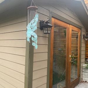 Capiz Shell Wind Chime Ocean Nautical Decor. Sea Blue Beach Cascade ...