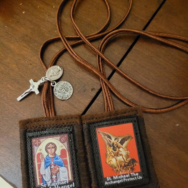 St. Raphael the Archangel and St. Michael the Archangel Brown Scapular ...