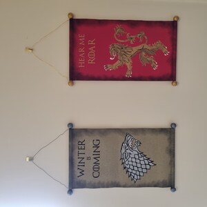 Hand Painted House Mormont Canvas Banner here We Stand Game of Thrones ...