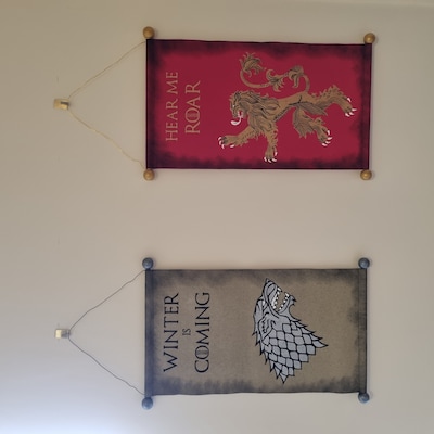 Hand Painted House Mormont Canvas Banner here We Stand Game of Thrones ...