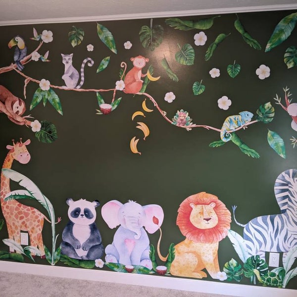 Nursery Wall Decal - Jungle Animals Stickers for Wall - Safari Animals ...