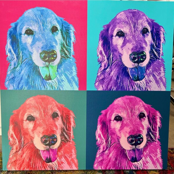 Andy Warhol Style POP Art CANVAS, Bulldog Custom Pet Portrait, Pet ...