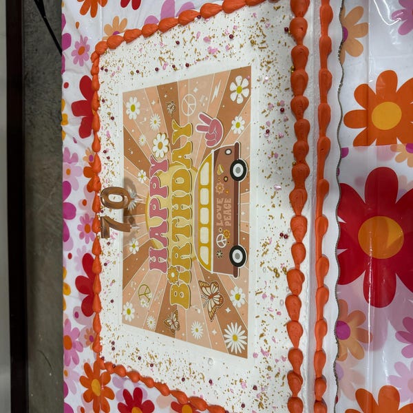 Retro Hippie Groovy Edible Image Theme Birthday Party Cake Topper ...