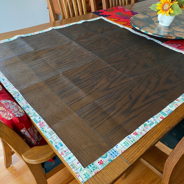 Mahjong Table Game Mat in Asian Dragon/phoenix & Bamboo Leaf Satin ...