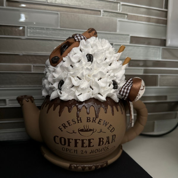 Cafe Au Lait Coffee Themed Decor Set, Teapot, Mini Mug, Mini Rolling ...
