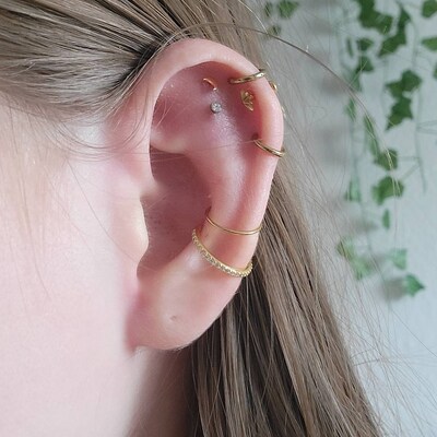 16G/18G/20G Paved Cartilage Conch Clicker Hoops CZ Hinged Clicker Hoops ...