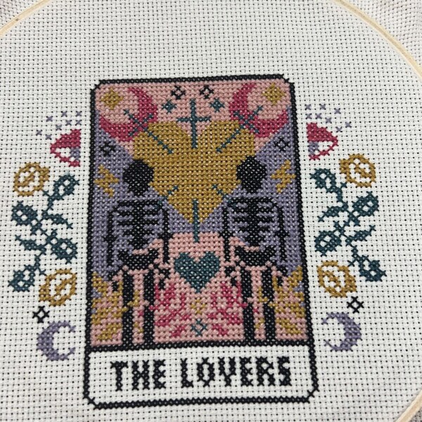 DIGITAL PATTERN the Lovers Tarot Card Modern Cross Stitch - Moon Stars ...