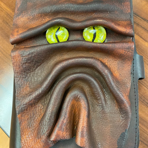Handmade Monster Face Leather Journal – Refillable Sketchbook, Guest ...