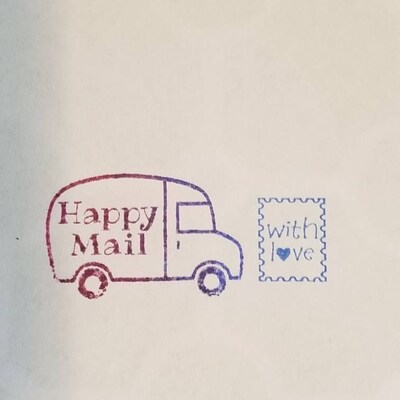 Happy Mail Truck Rubber Stamp - Etsy