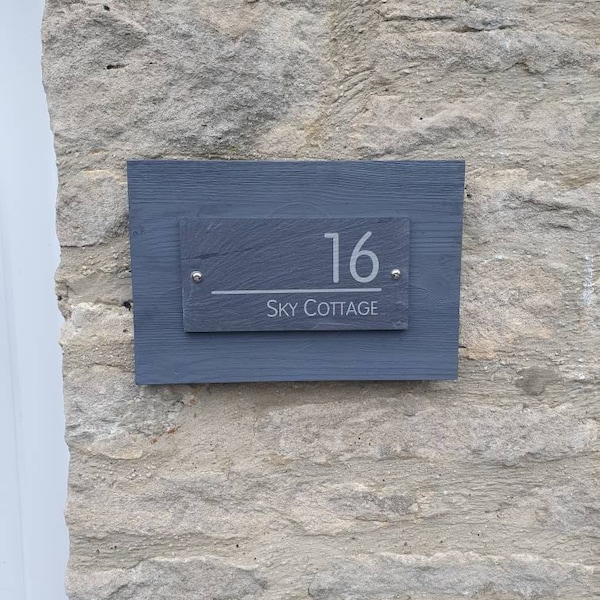 Welsh Slate House Sign Plaque Door Number Engraved Black Quality Gate ...