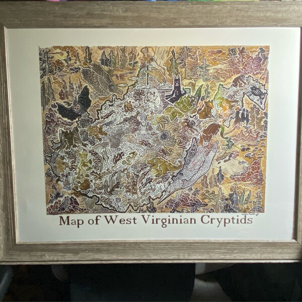 West Virginia Cryptozoology Monster Map - Etsy
