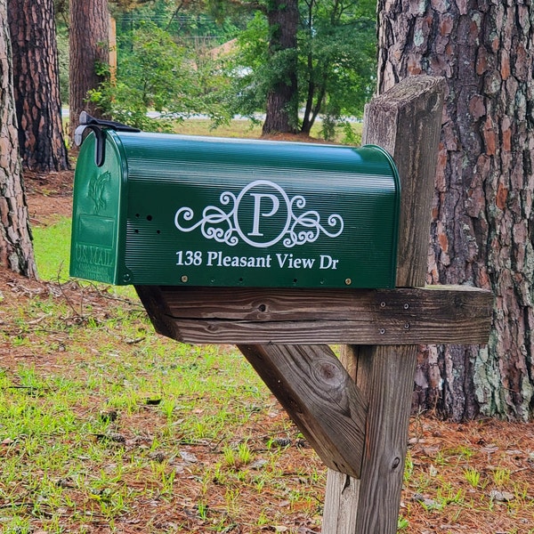 Set of 2, Mailbox Decals | Vinyl Decal | Monogram and Address Decal ...