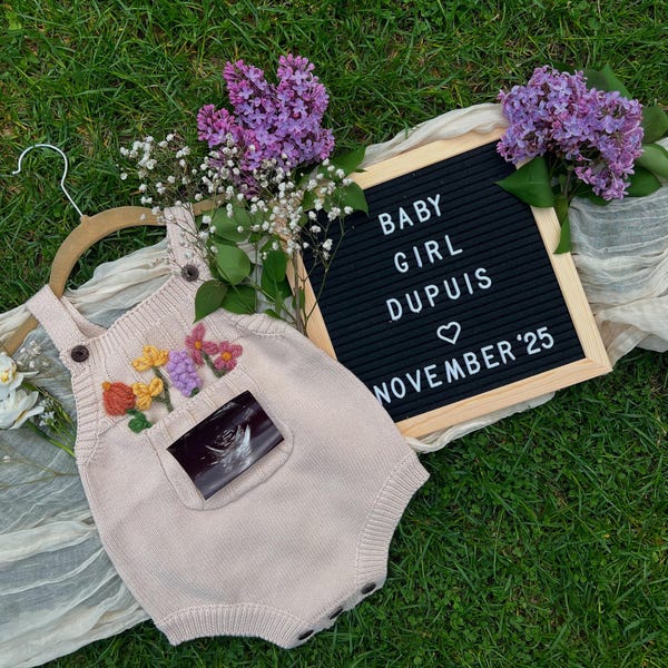 Custom Hand Embroidered Pocket of Flowers Knit Romper, Custom Romper ...