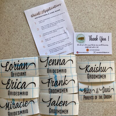 Bachelorette Party Names Vinyl Decal Bridesmaid Names - Etsy