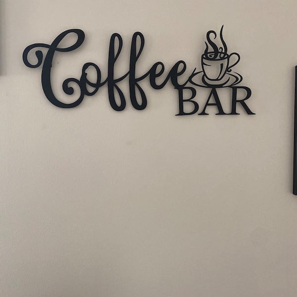 Coffee Bar Script Metal Sign - Home Coffee Area Wall Décor - Steel ...