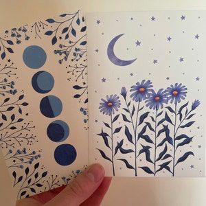 Coastal Shells Art Postcard Seashells and Wildflowers | Etsy