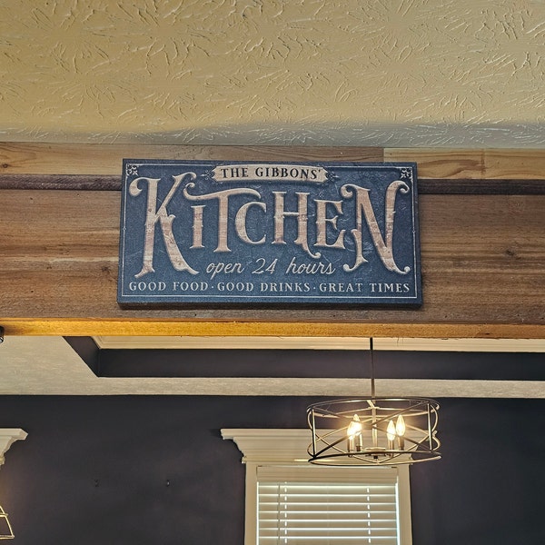Custom Kitchen Sign Personalized Coffee Bar Signs Vintage Dining Room ...