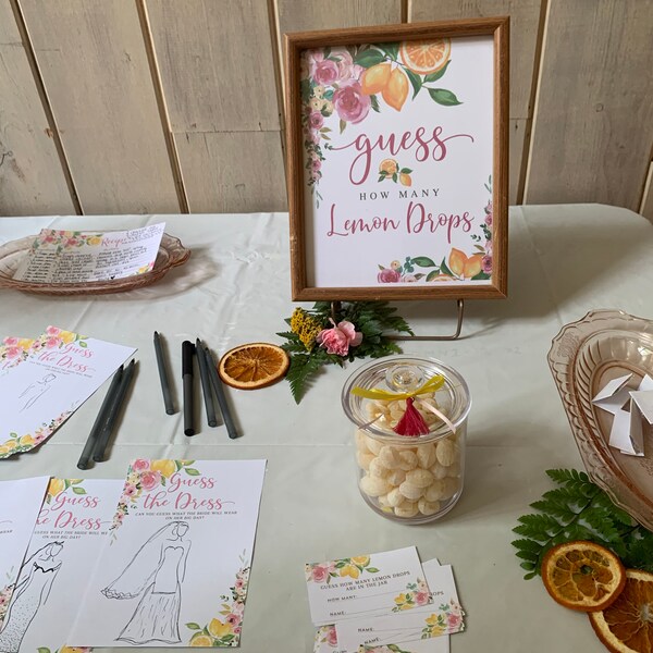 Pink Floral Lemon Guess How Many Lemon Drops Game Printable She Found ...