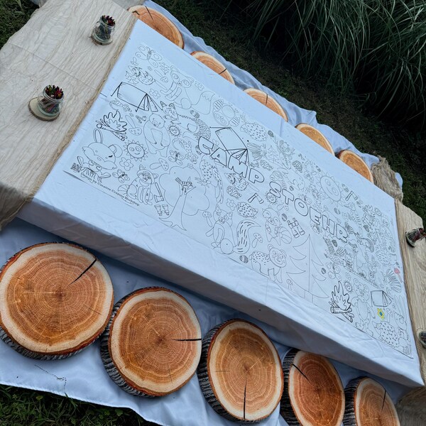 Construction Birthday Party Coloring Tablecloth Heavy Equipment Themed ...