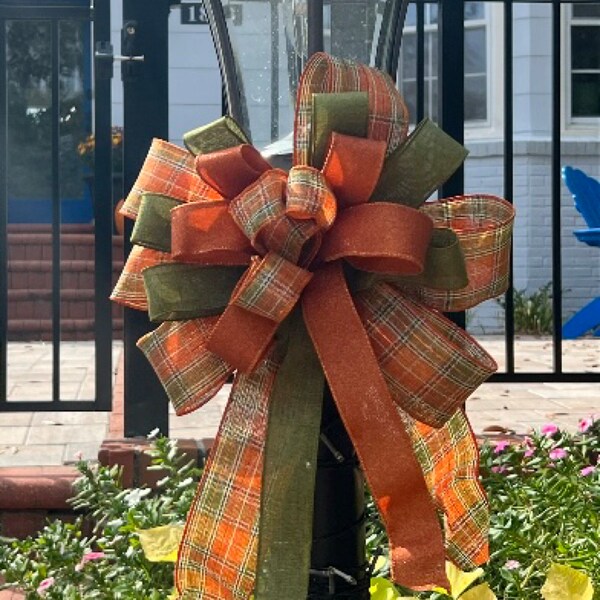 Thanksgiving Fall Leaves Bow for Lantern Swag or Porch Post, Autumn ...